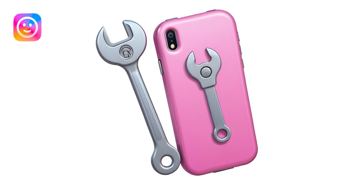 pink girly cellphone with a cute wrench emoji | AI Emoji Generator