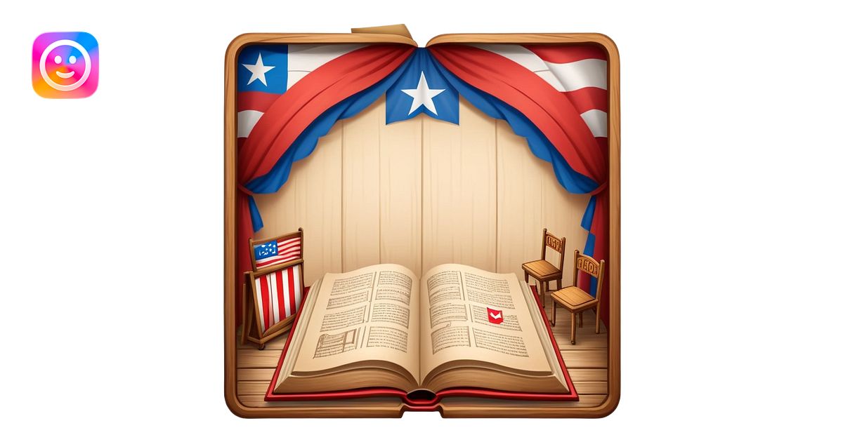 Timeless open book with visible pages of hand-drawn theater backdrop ...