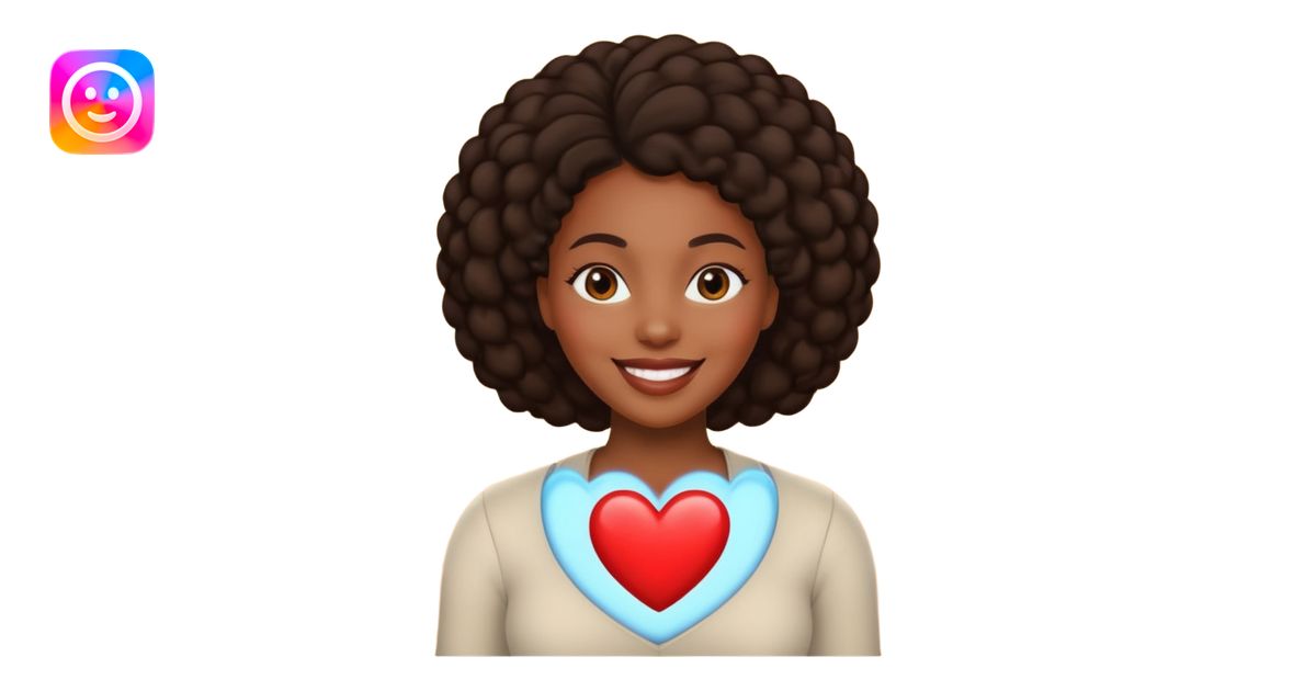 Black women with a heart emoji | AI Emoji Generator