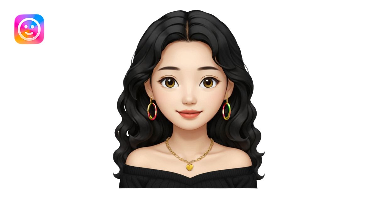 A South Korean girl with long, dark black wavy hair with middle part ...