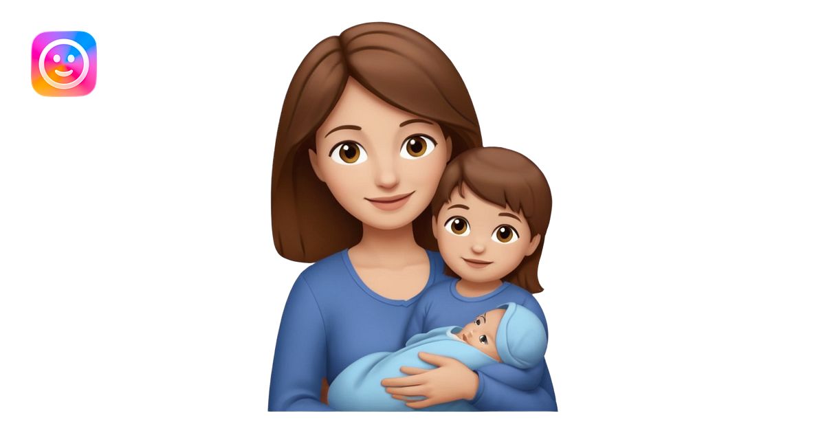 Mother holding infant brown hair fair skin emoji | AI Emoji Generator