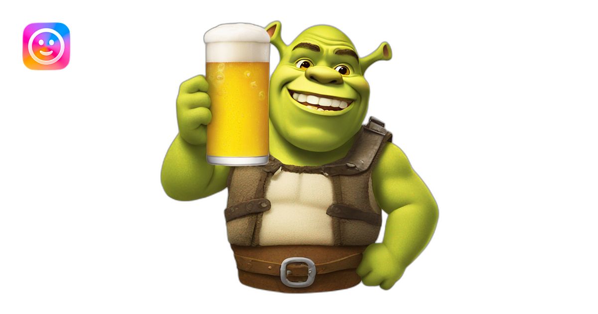 Shrek drink à beer emoji | AI Emoji Generator