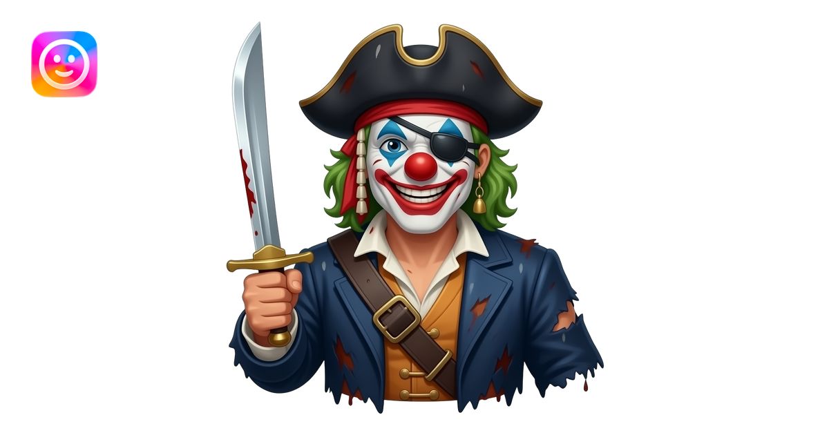 Bloody Clown Pirate with swrod emoji | AI Emoji Generator