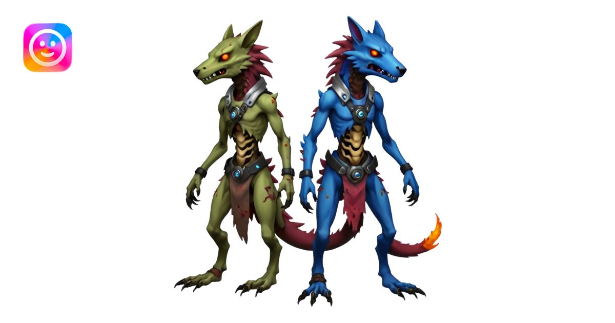 Zombie vernid-sergal-protogen-primagen-fusion-hybrid, full body emoji ...