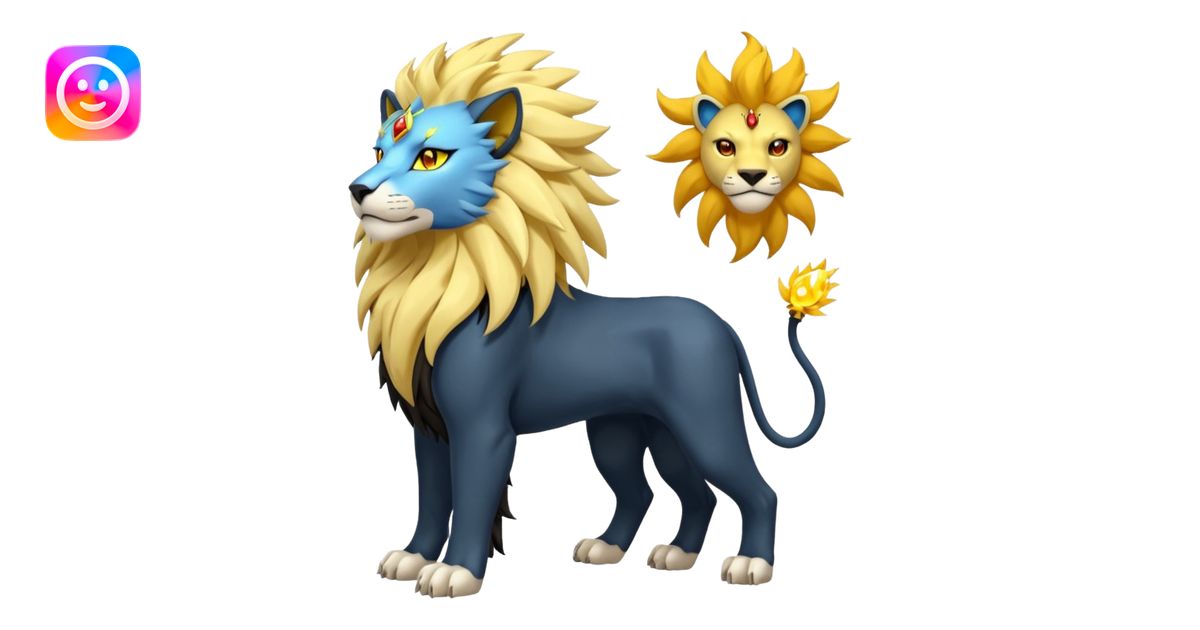 Pyroar-Solgaleo-Luxray-Fakémon-hybrid-creature (full body) emoji | AI ...