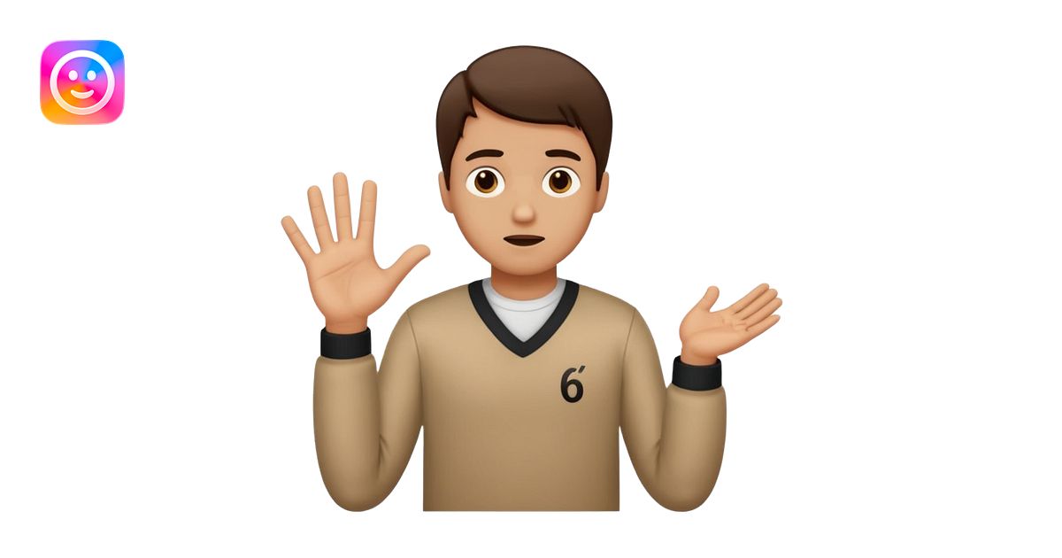 a man shrugging but a number six on theleft hand and number seven on ...