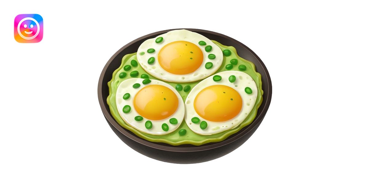 Huevos con llemas verdes con jamon verde emoji | AI Emoji Generator