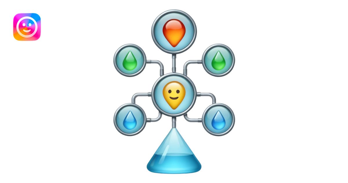 A simple flowchart made of glass emoji | AI Emoji Generator
