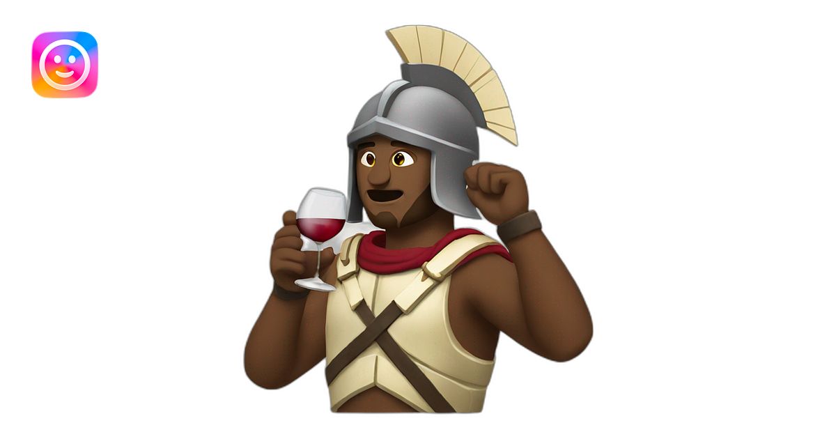 Spartan drinking wine emoji | AI Emoji Generator