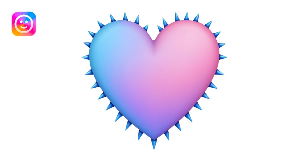 Stitched Barb thorn wired pastel pink-violet-blue-gradients heart emoji | AI Emoji Generator