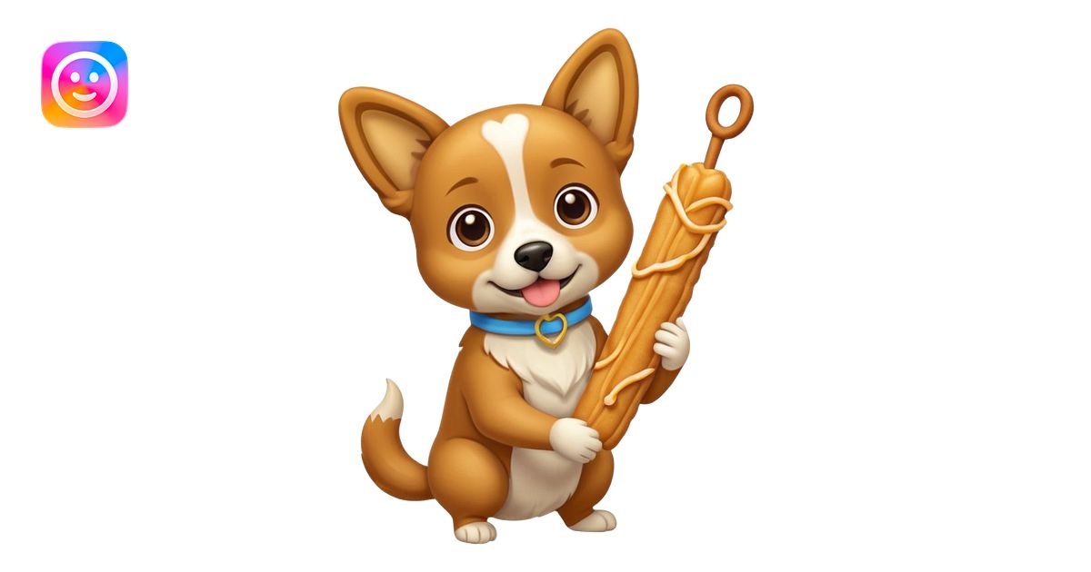 Un perrito viendo con hambre un churro emoji | AI Emoji Generator