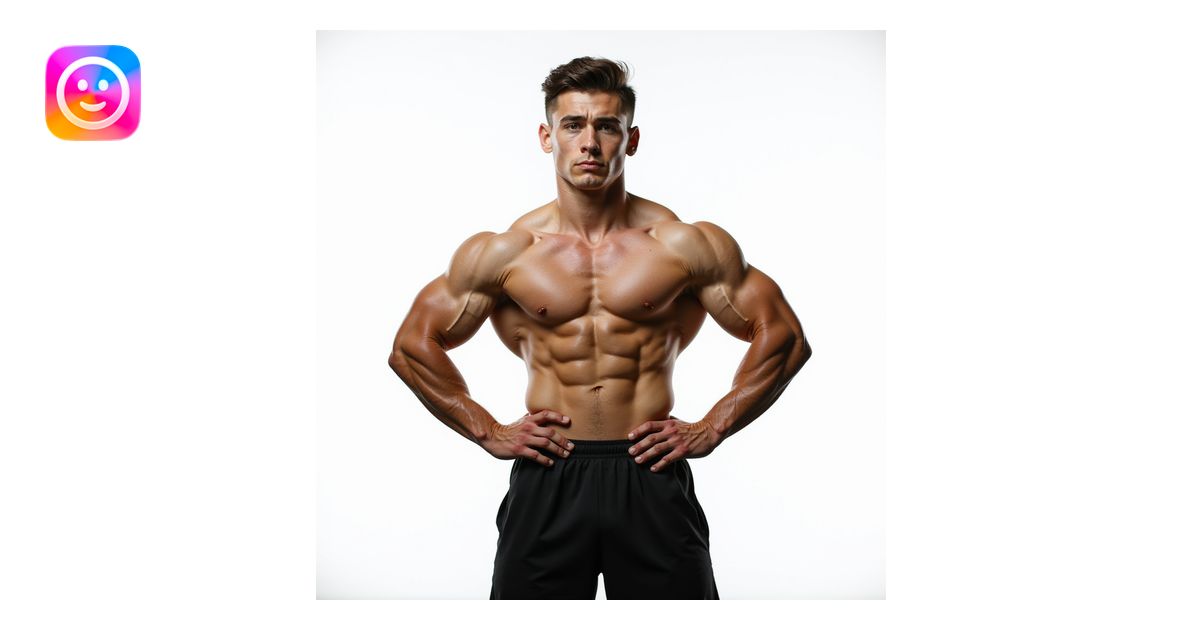 realistic young bodybuilder with muscular but not extreme physique ...