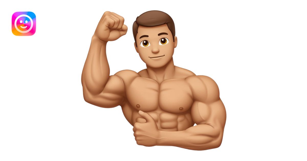 Emoji-style illustration of a single muscular arm flexing the bicep ...