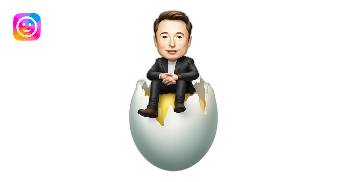 Elon musk sitting on an egg emoji | AI Emoji Generator