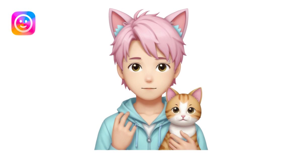 Shiny Blushing Cute Kawaii Handsome Beautiful Shota Anime Man with Cat ...