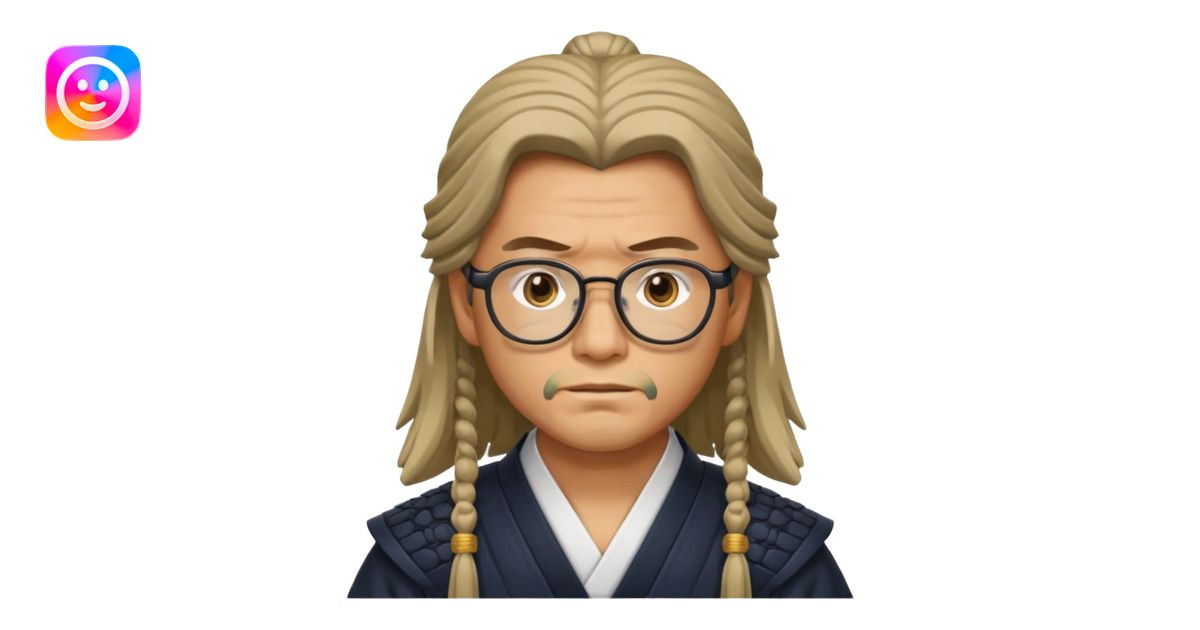 Long Haired Samurai with Glasses,Long-haired ronin adjusting spectacles ...
