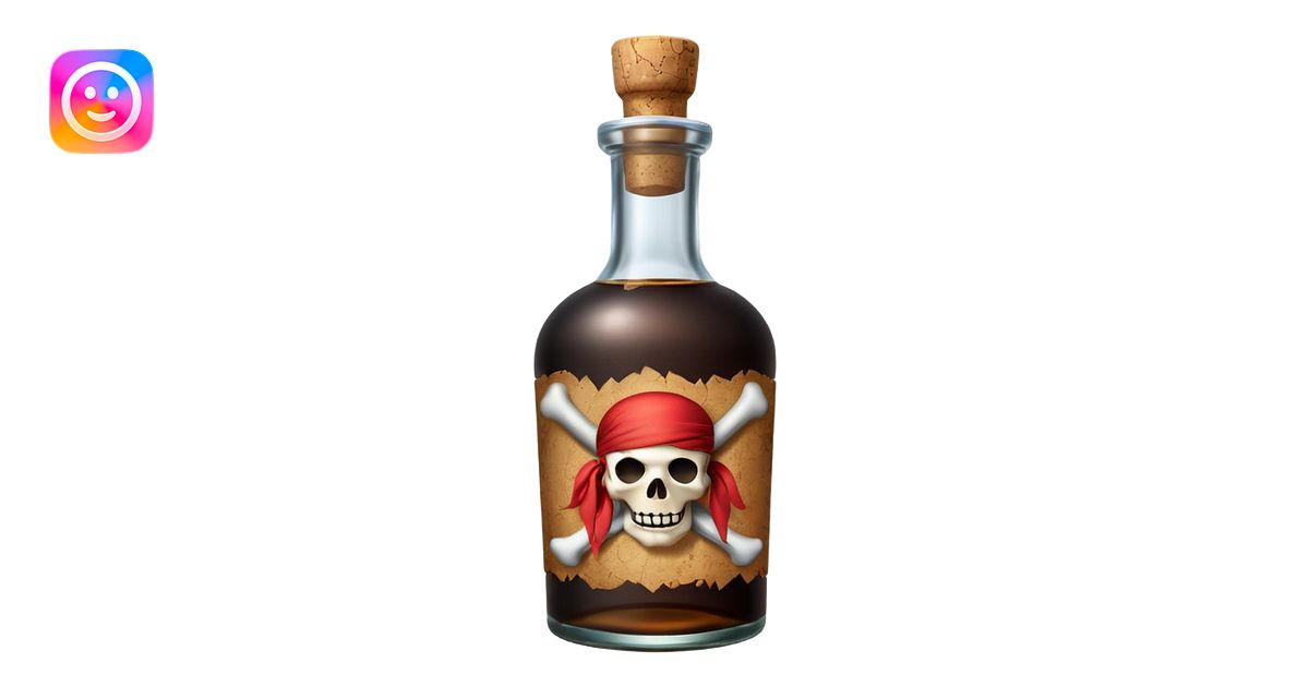 pirate rum bottle object icon, glass bottle, cork top, dark liquid ...