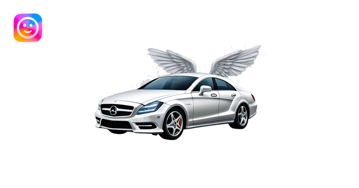 Flying mercedes benz cls with wings emoji | AI Emoji Generator