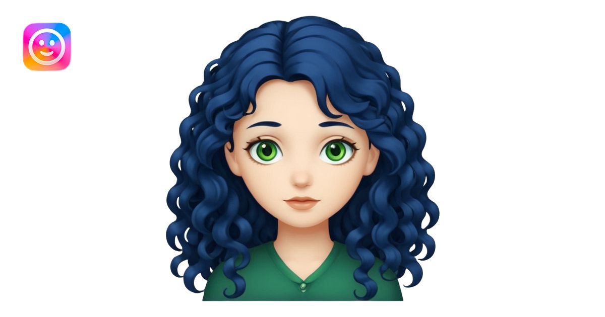 Girl with long curly dark blue hair, green eyes, and very fair skin ...