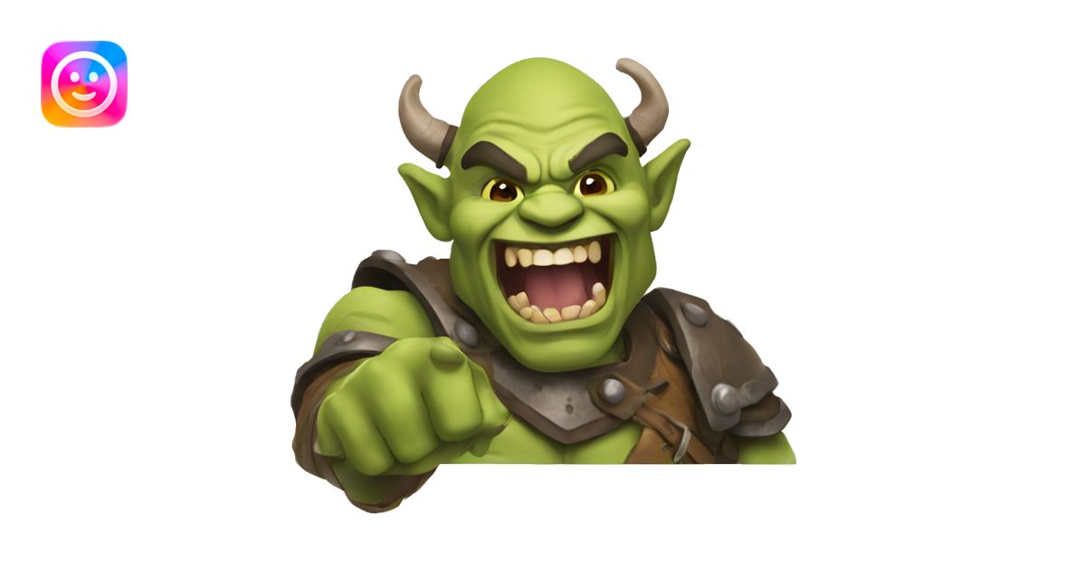 The orc laughs and waves his hand emoji | AI Emoji Generator