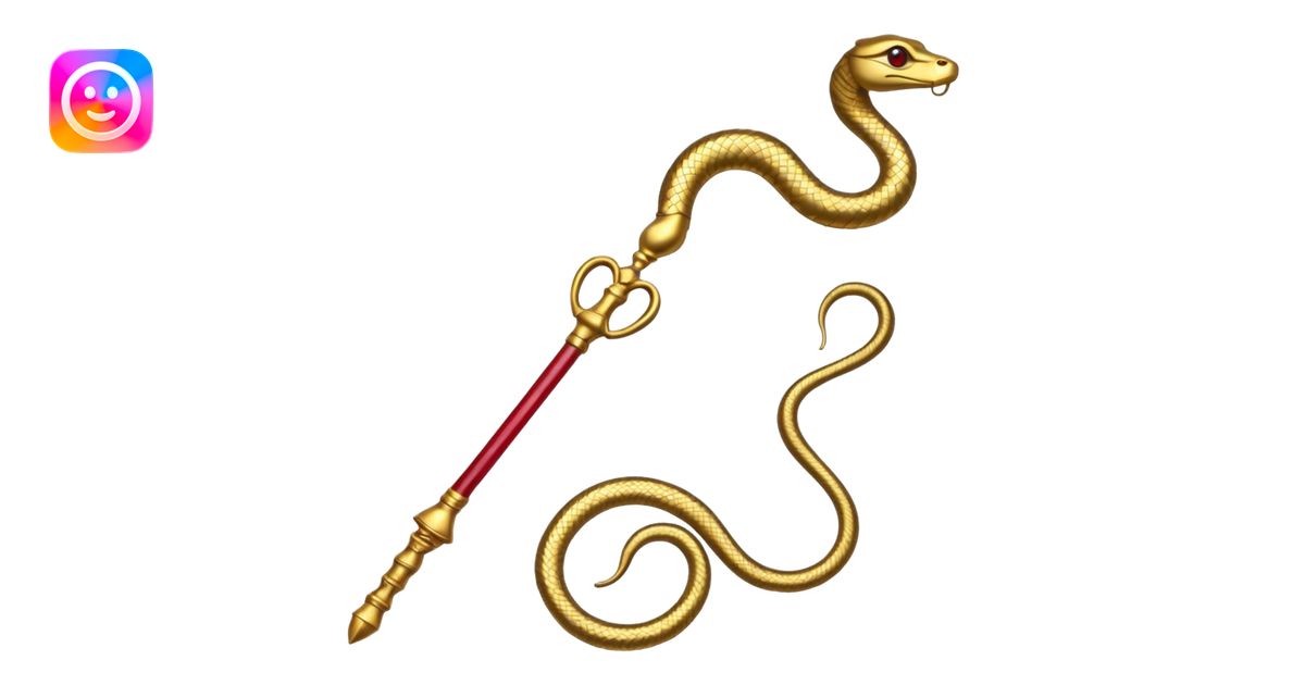 Ancient Egyptian gold snake staff with ruby eyes emoji | AI Emoji Generator