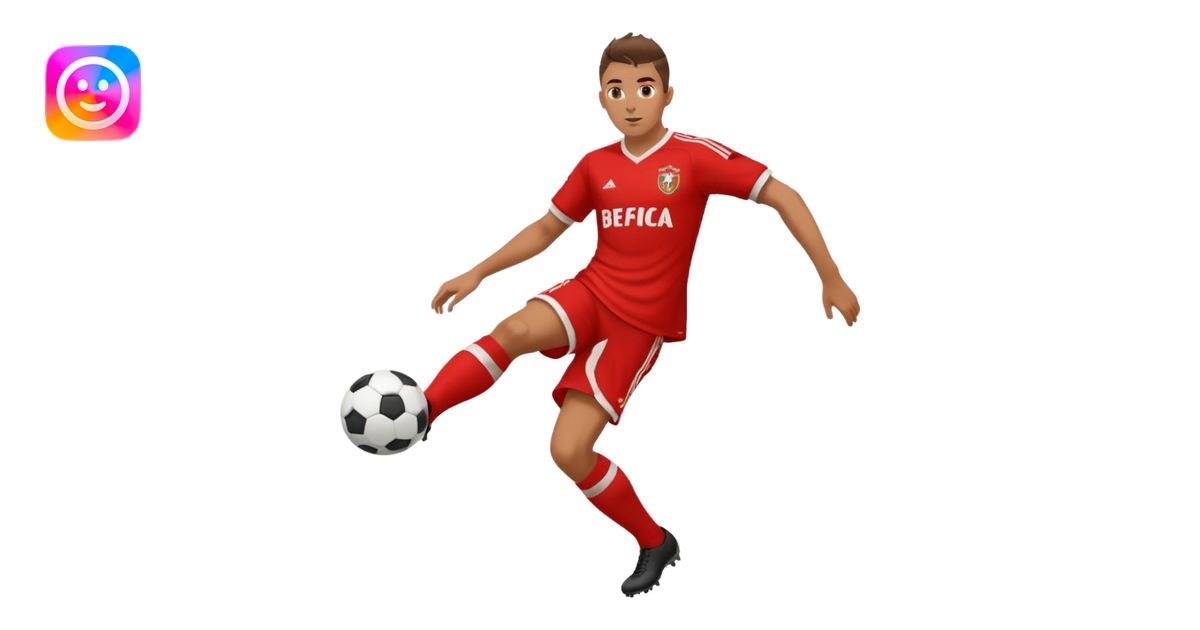 jogador do benfica a chutar a bola de futebol emoji | AI Emoji Generator