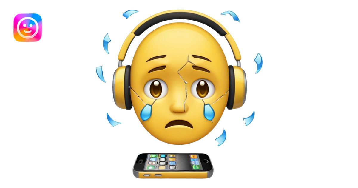 Yellow emoji circle face with broken phones emoji | AI Emoji Generator