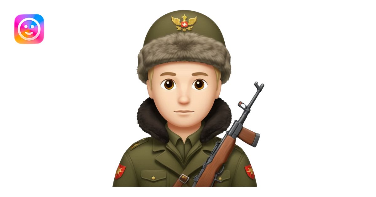 crazy russian soldier man with ushanka and ak 47 emoji | AI Emoji Generator
