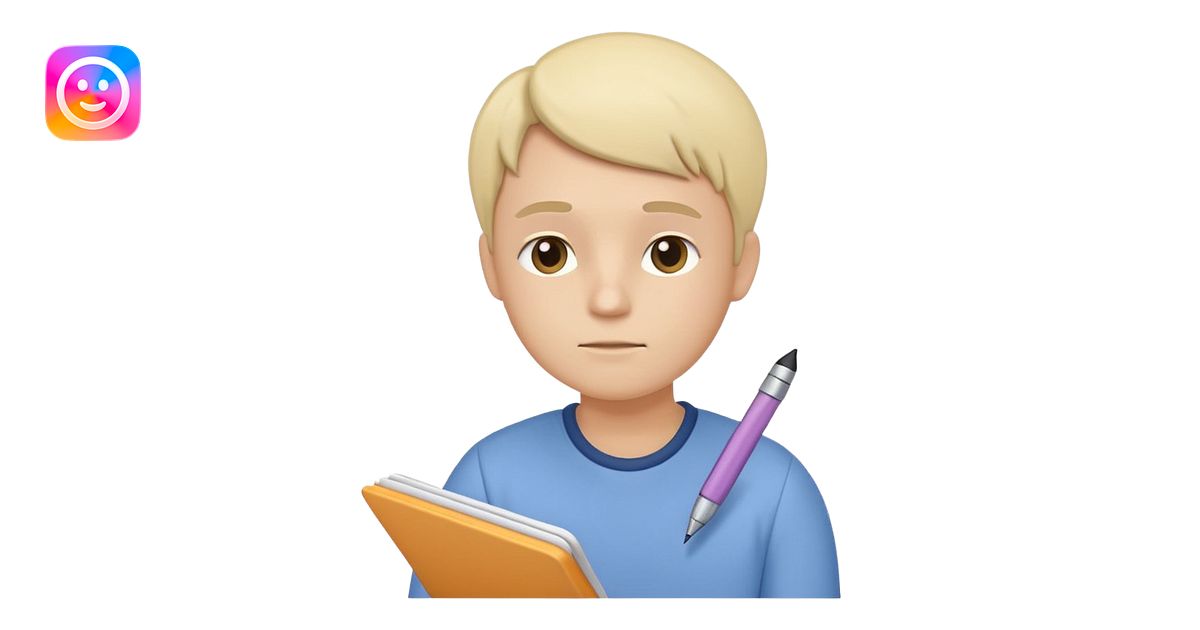 simplified human character holding a notebook and pen, thoughtful ...