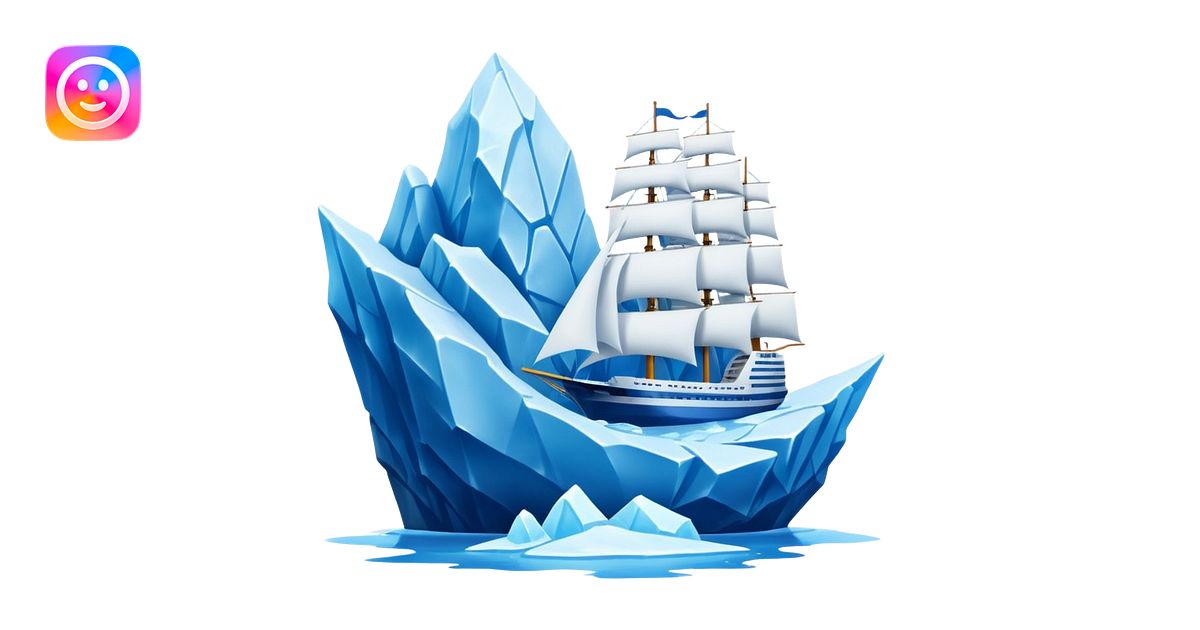 A ship moving past an iceberg emoji | AI Emoji Generator