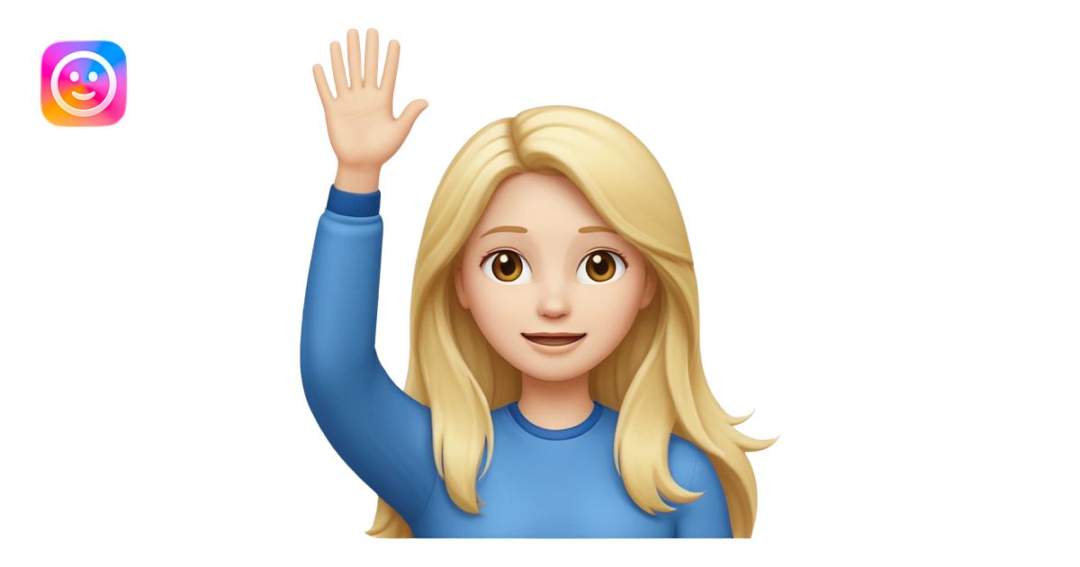 I want a white female animated gif emoji with long blonde hair putting ...