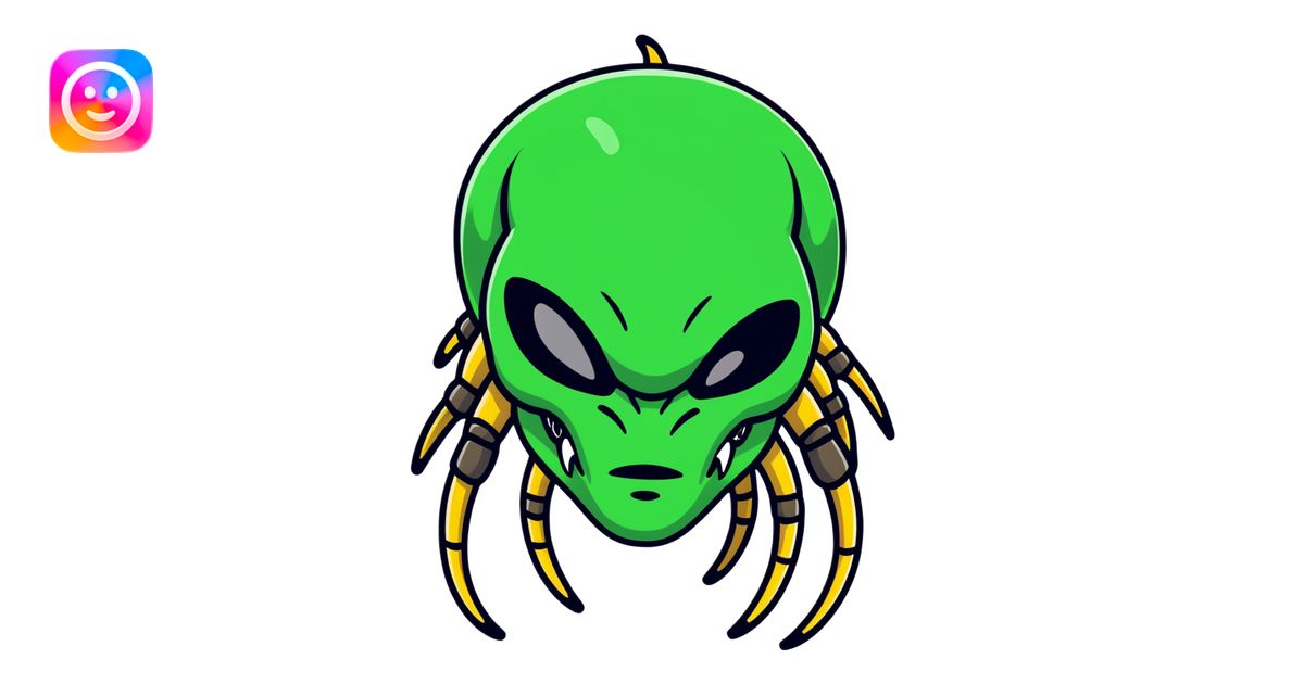 Predator alien with mandibles and dreadlocks image | AI Emoji Generator