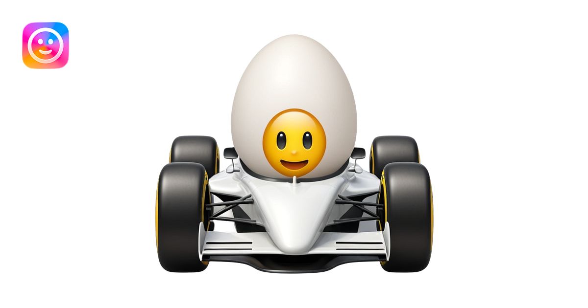 Egg in formula 1 car emoji | AI Emoji Generator