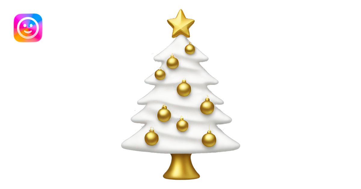 white Christmas tree with gold decorations emoji | AI Emoji Generator