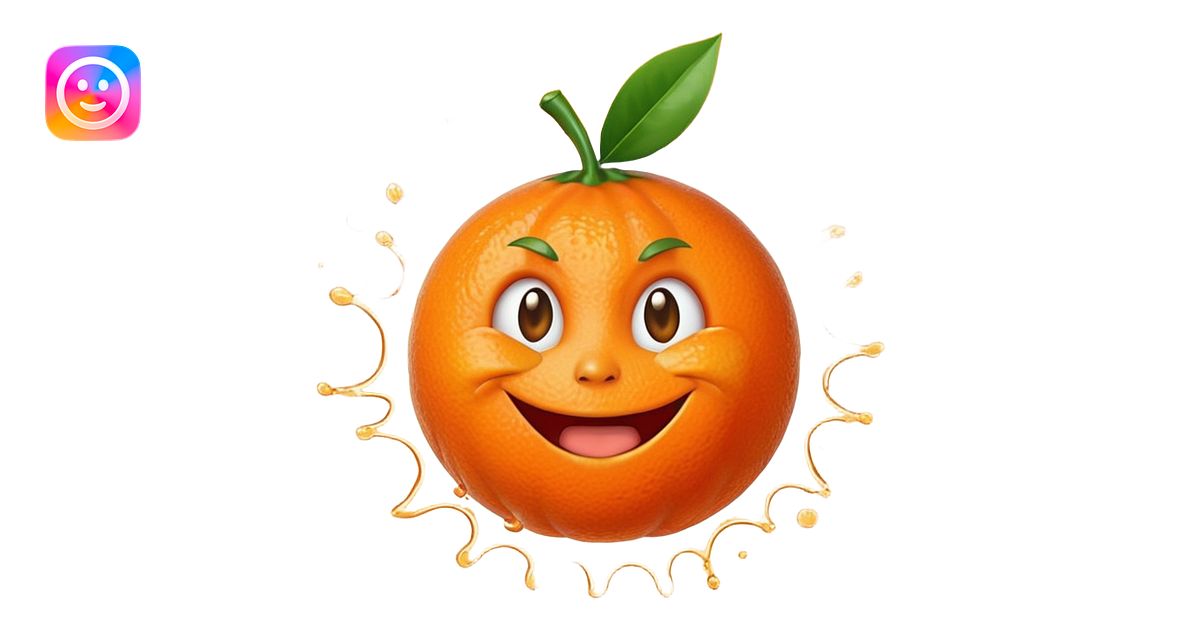 Juicy explosion mandarin emoji, bursting juice splash everywhere ...