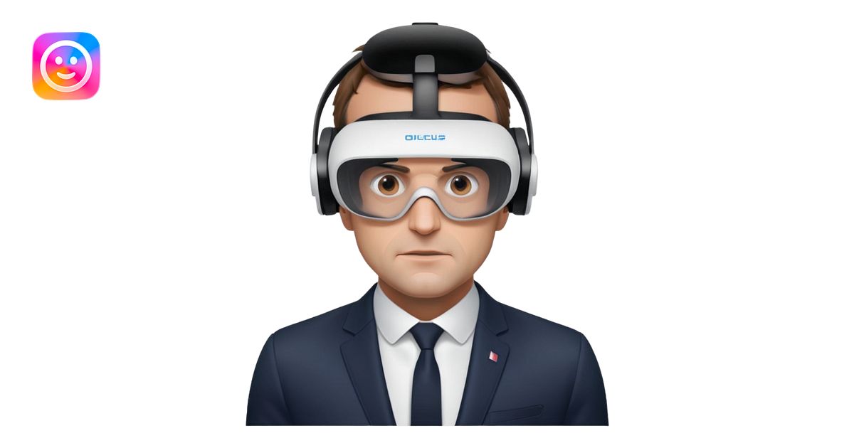 President Macron with oculus quest white emoji | AI Emoji Generator