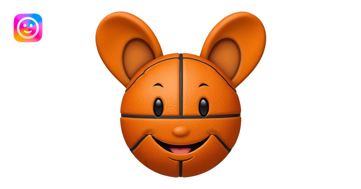 basketball with ears and smiley face emoji | AI Emoji Generator