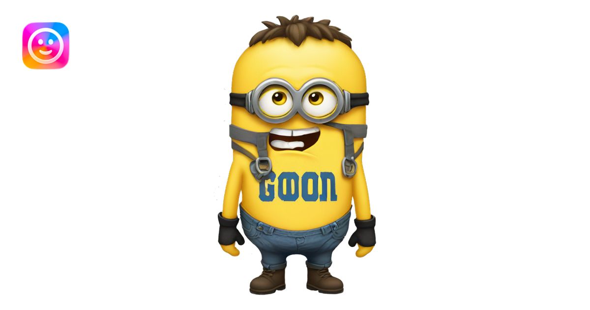 Buff minion with the shirt saying "NEVER GOON" emoji | AI Emoji Generator