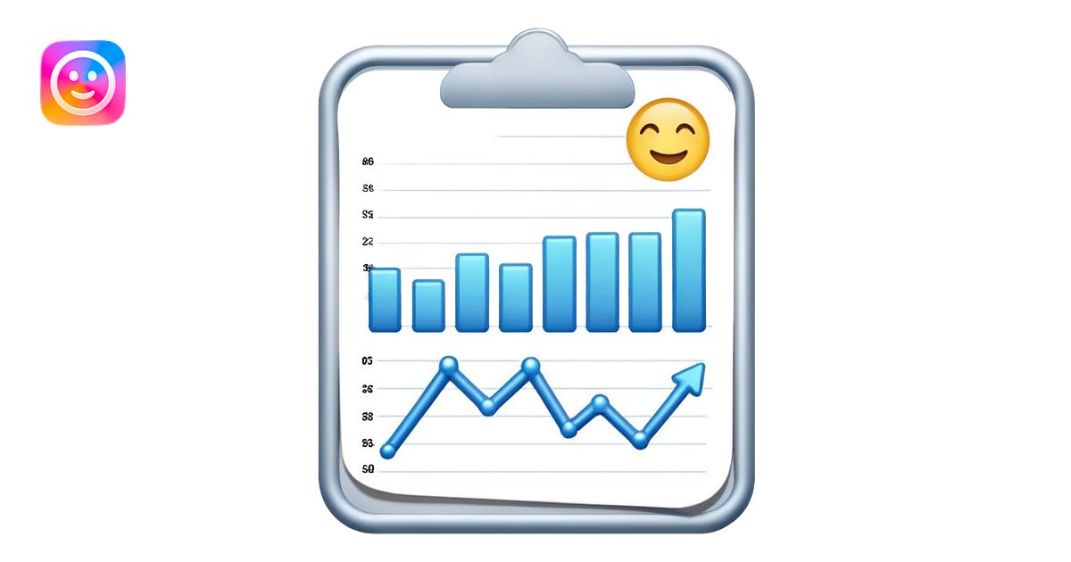 ios style emoji for report sheet consisting graph/ charts with sparkle ...