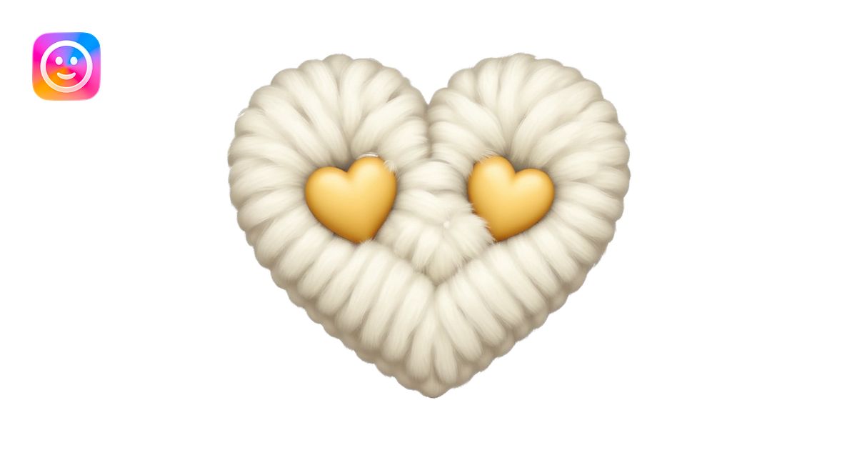 white fur heart, large clumps of wool emoji | AI Emoji Generator