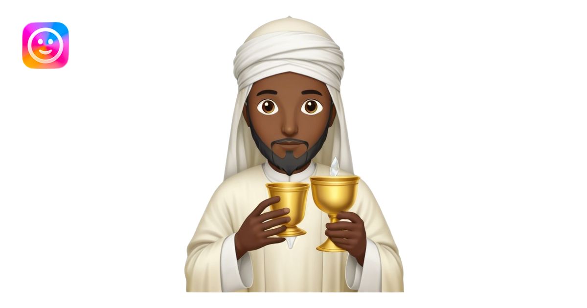 A 13th century muslim imam holding a gold water cup emoji | AI Emoji ...