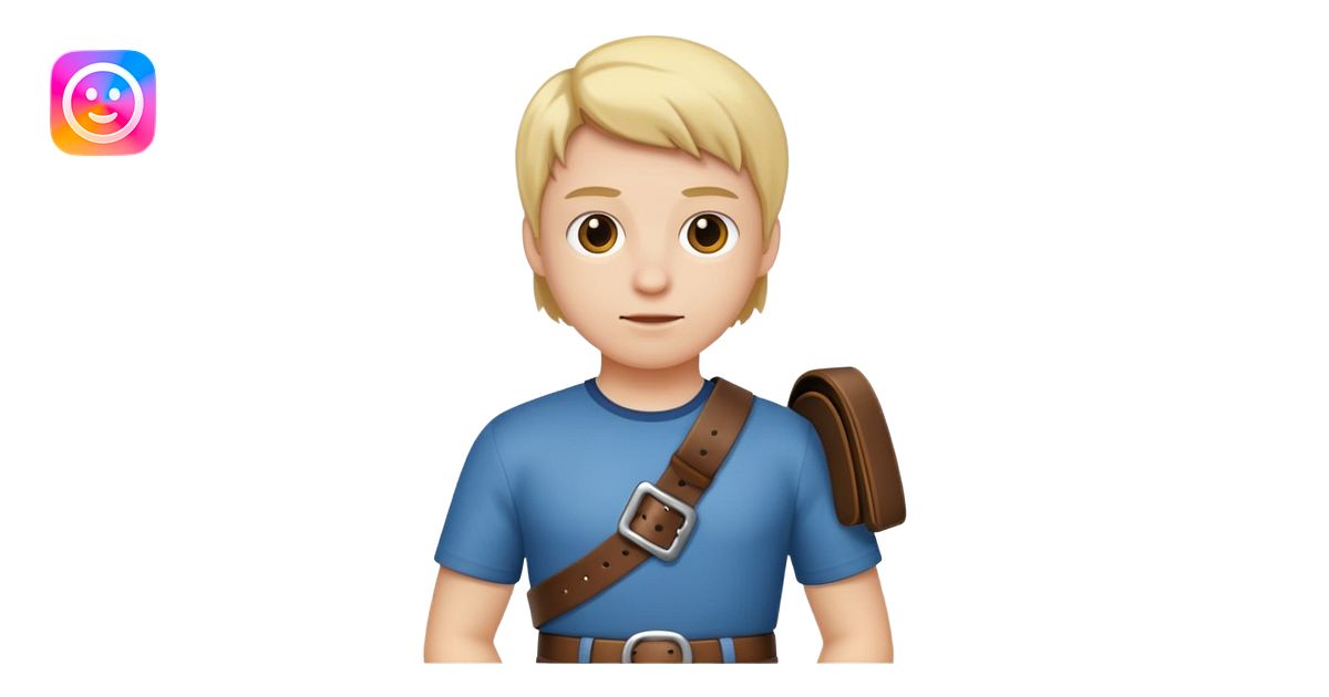 Person with straight face and belt in hand emoji | AI Emoji Generator