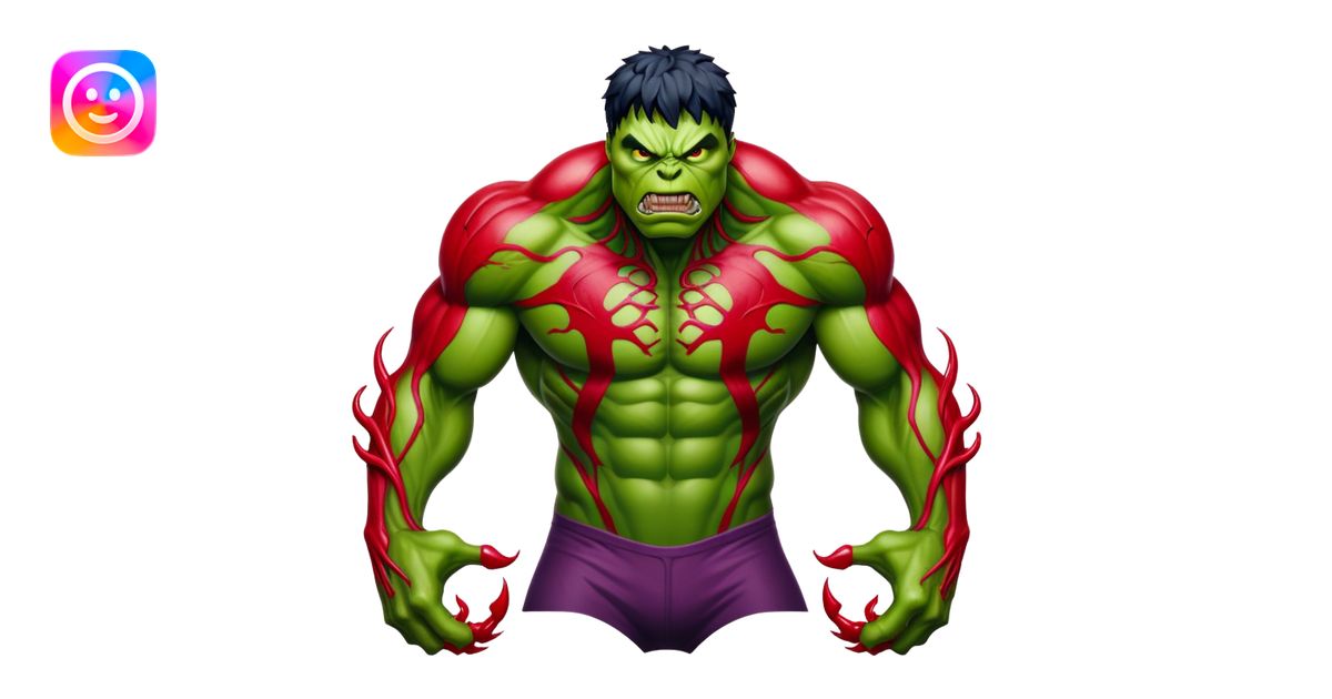Hulk with Carnage symbiote, green monster covered in red alien ...