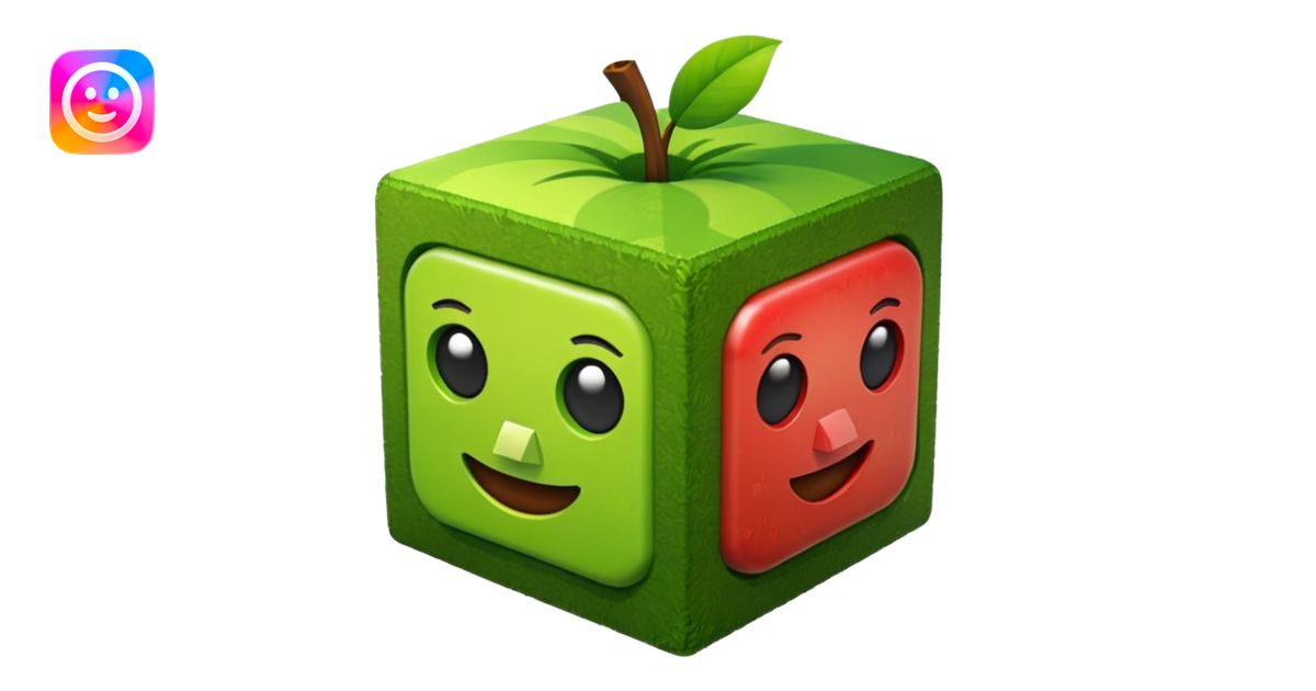 3D Apple style emoticons for Minecraft grass blocks, cube shaped with ...
