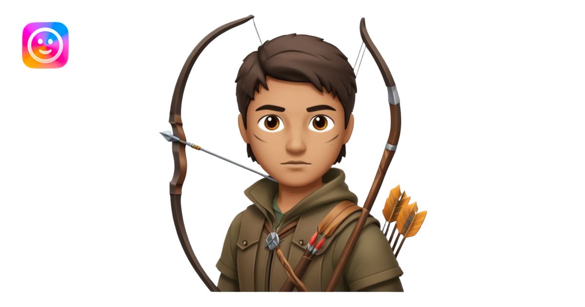The classic hunter image with bow and arrow emoji | AI Emoji Generator