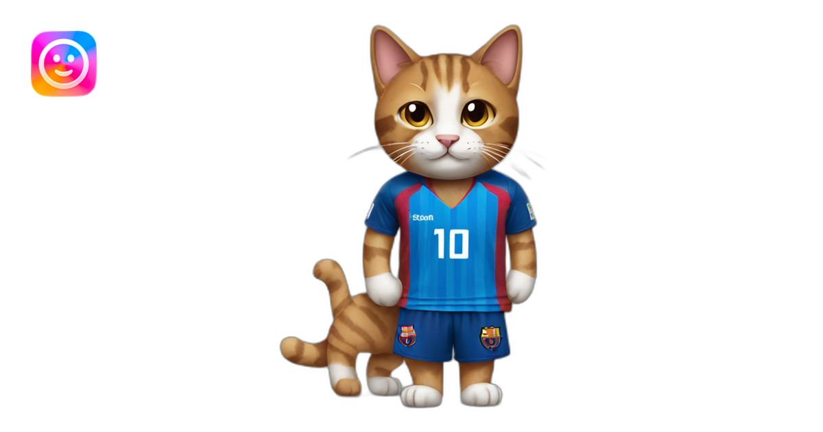 Cat wearing a Messi jersey emoji | AI Emoji Generator