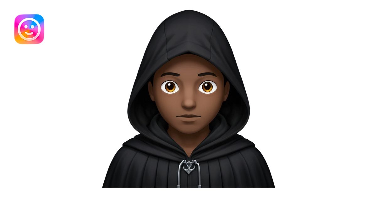 A dark shadowy figure wearing a hooded cloak emoji | AI Emoji Generator