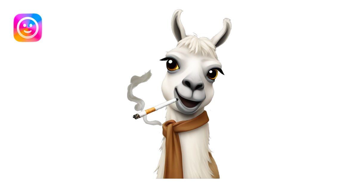 Lama smoking a cigarette emoji | AI Emoji Generator