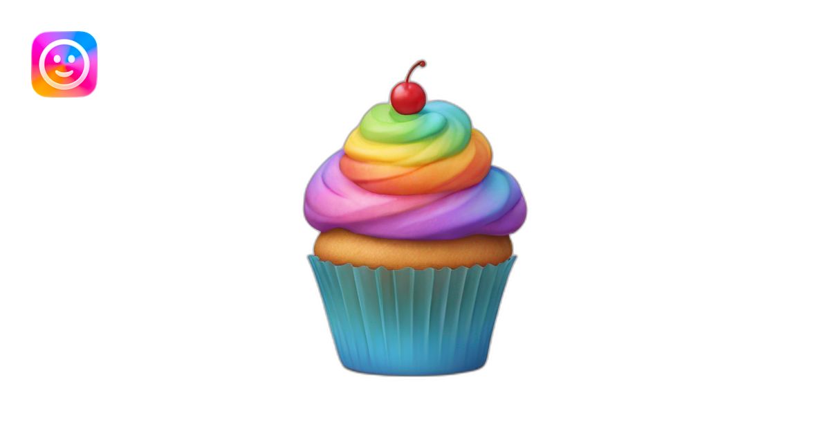 Happy cupcake with rainbow icing emoji | AI Emoji Generator