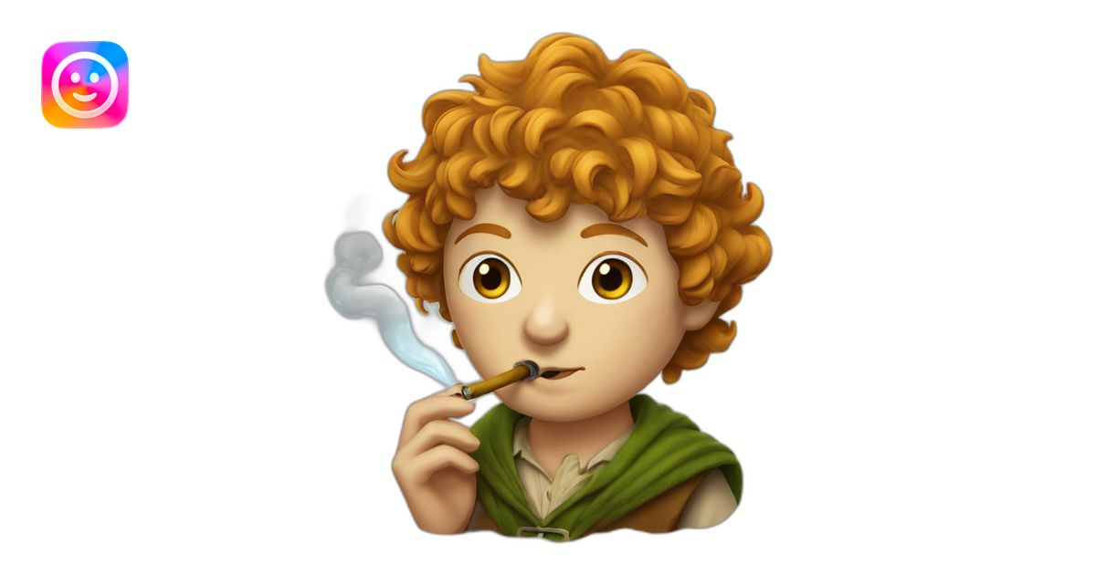 Samwise Gamgee smoking from a water pipe emoji | AI Emoji Generator